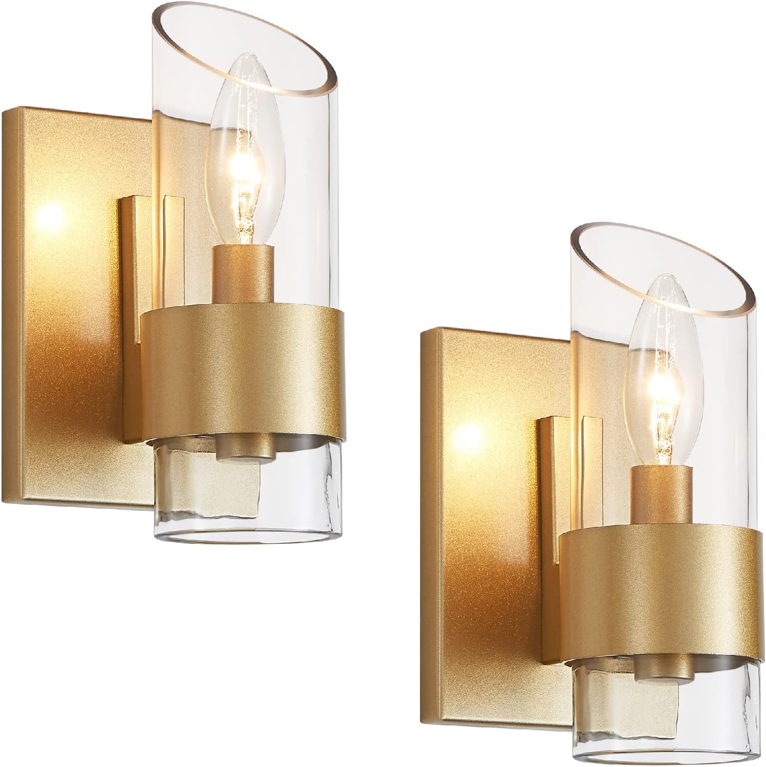 WUZUPS Set of 2 1-Light Bathroom Wall Light Fixture Over Mirror Class ...