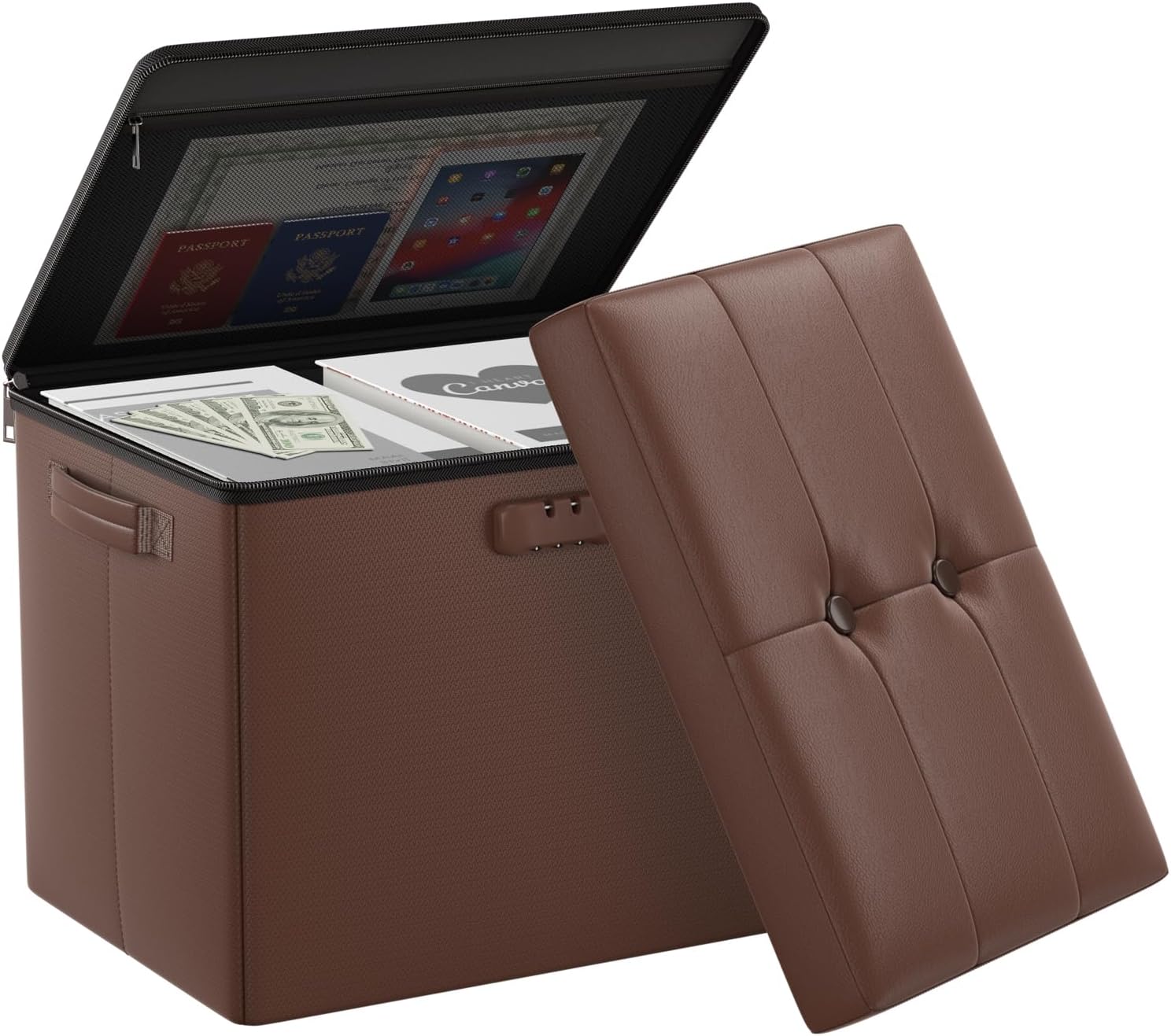 DocSafe Storage Ottoman with Lock,Fireproof Folding Ottoman Foot Rest ...