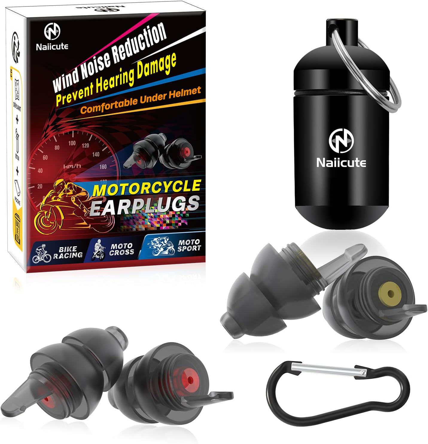 Motorcycle Ear Plugs Wind Noise Reduction 2 Pairs, Prevent Hearing ...