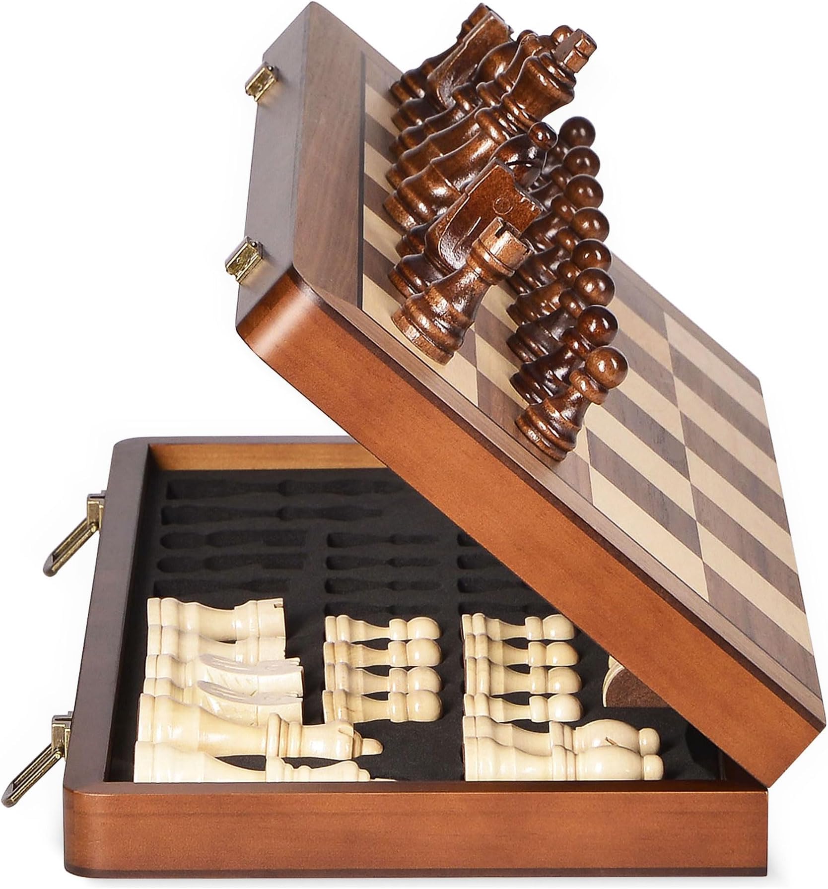 10 in 1 Wooden Chess Board Games Slide Out Checkers House Unit Set ...