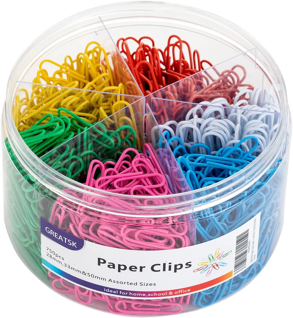 Amazon.com : GREATSK Paper Clips Colorful, 750PCS Small Medium and ...