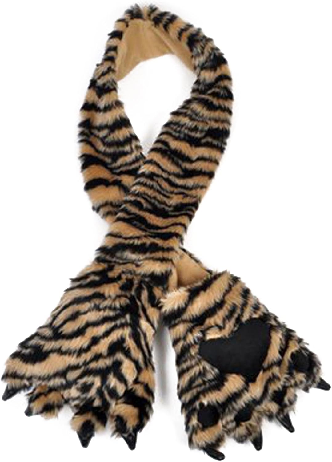 Tiger Animal Fur Scarf with Paw Mitten at Amazon Men’s Clothing store ...