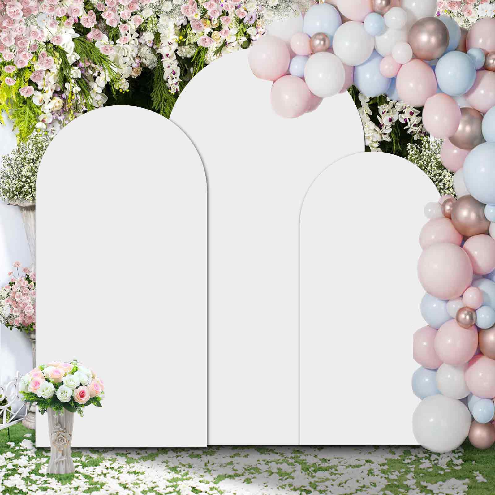 Amazon.com : Wedding Arch Covers Stretchy Backdrop Fabric Set of 3 ...