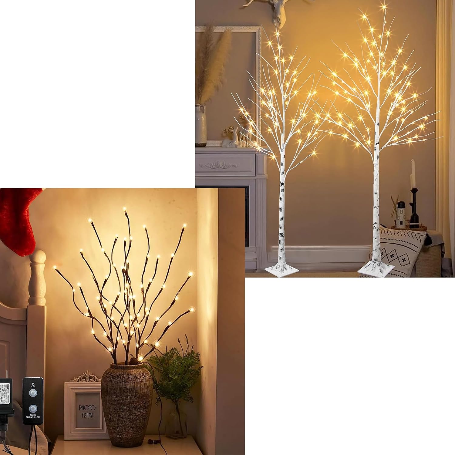 Amazon.com: PEIDUO Lighted Brown Branches with Timer, White Christmas ...