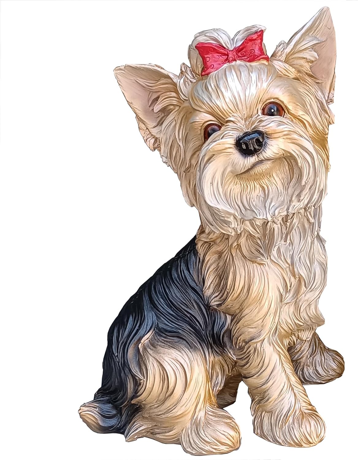 Amazon.com: ZHEHUA Hand-Painted Resin Seated Yorkshire Terrier Statue ...