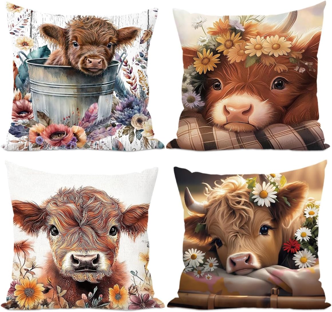 Amazon.com: Cow Print Stuff 18x18 Pillow Cover, Throw Pillow Covers Set ...