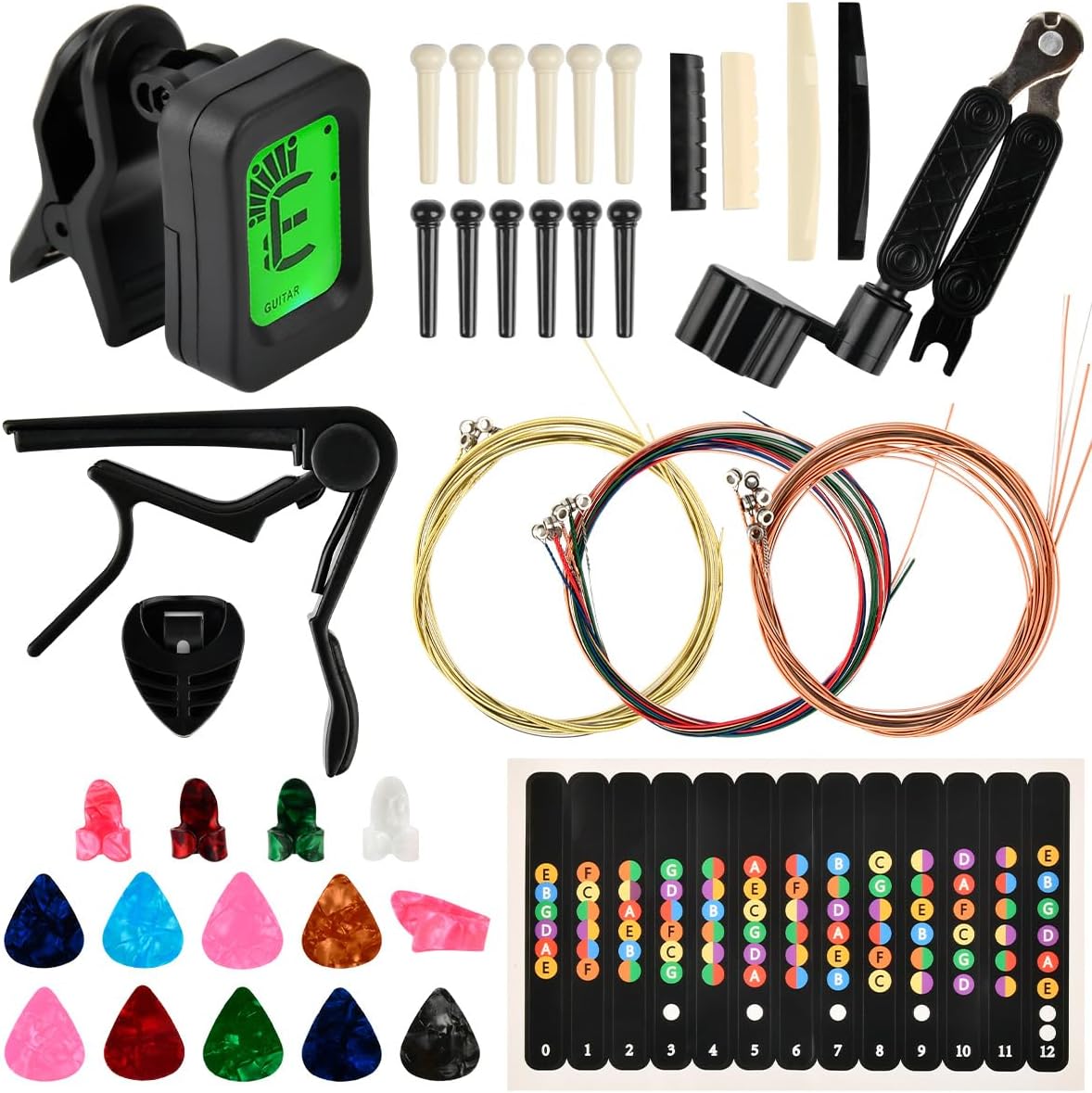 Amazon.com: 66PCS Guitar Accessories Kit, Acoustic Guitar Changing Tool ...