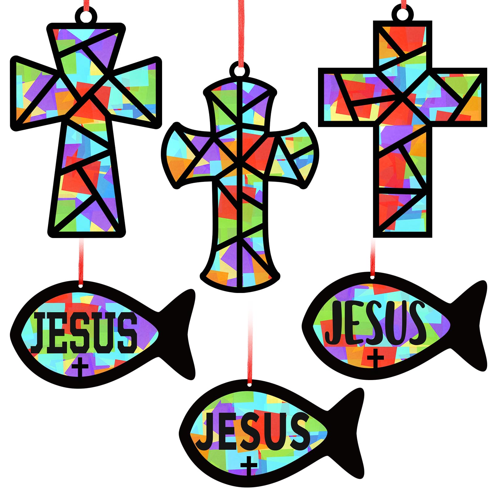 Snapklik.com : 24 Sets Easter Crafts Religious Cross Fish Crafts Faith ...