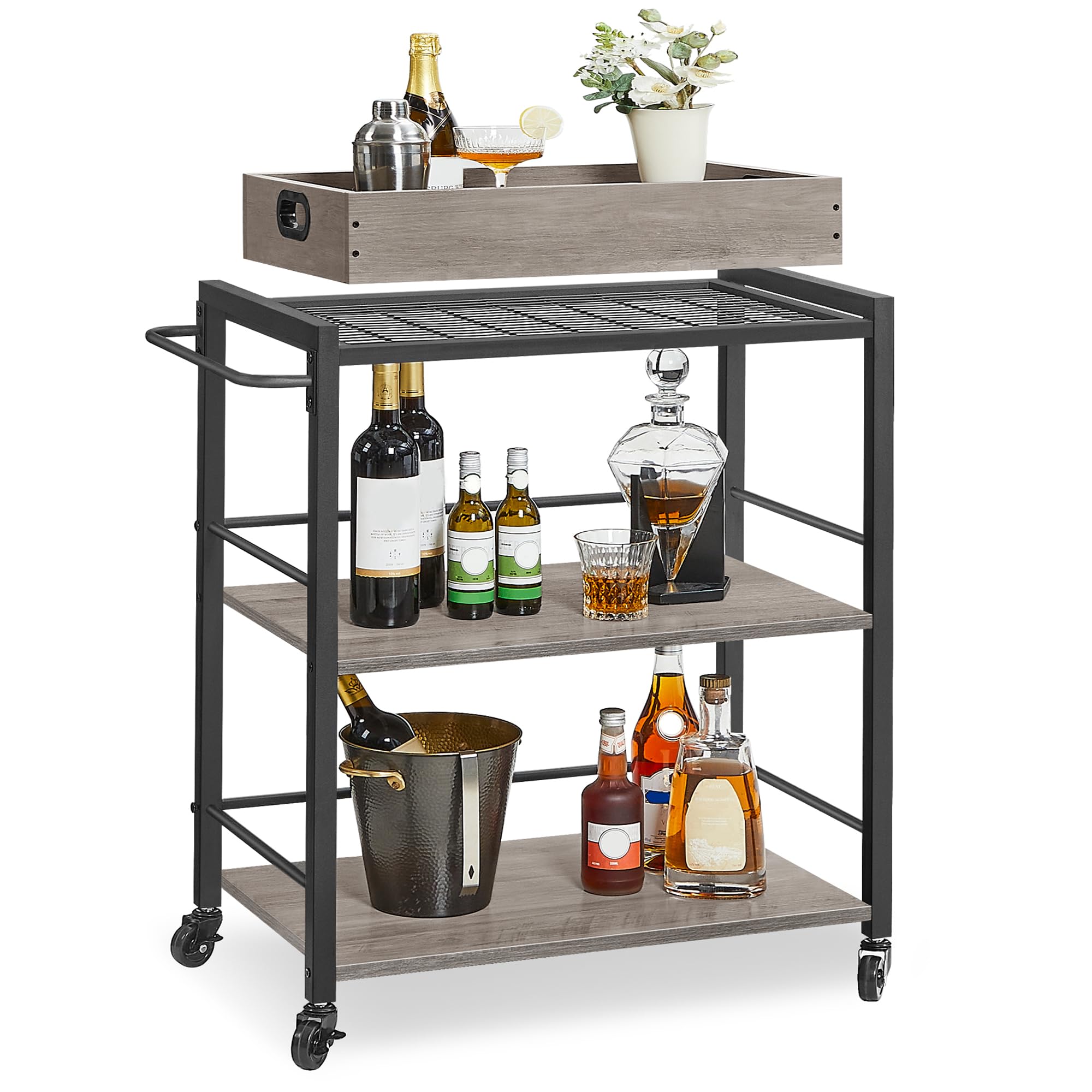 Amazon.com - VASAGLE Kitchen Serving Cart with Removable Tray, 3-Tier ...