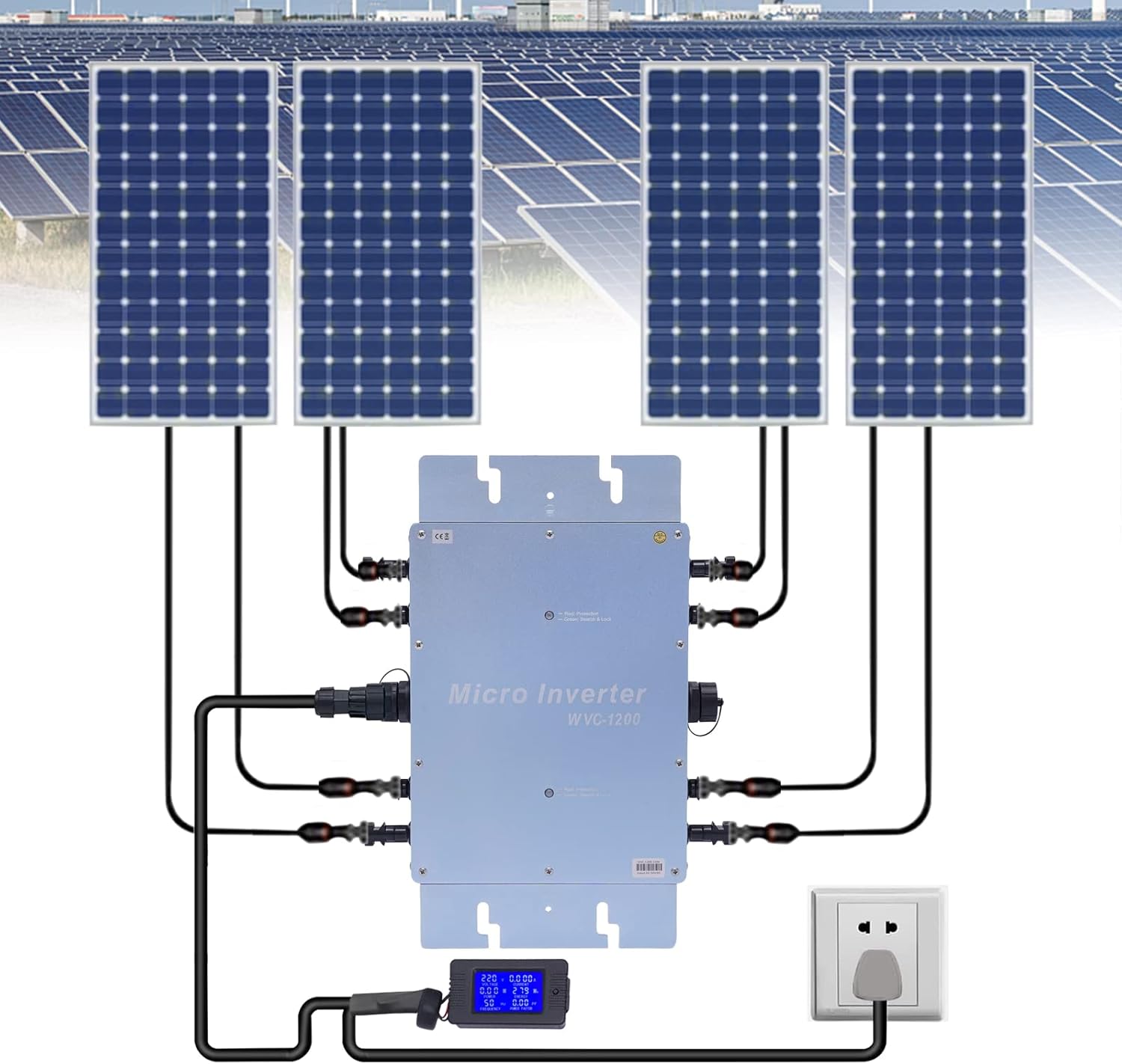 Amazon.com: Solar Inverter 1200W Waterproof Solar Panel 110V Grid Tie ...