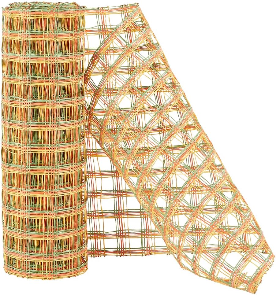 BENECREAT 5m Poly Burlap Deco Mesh Ribbon, 25cm Sandy Brown Check ...