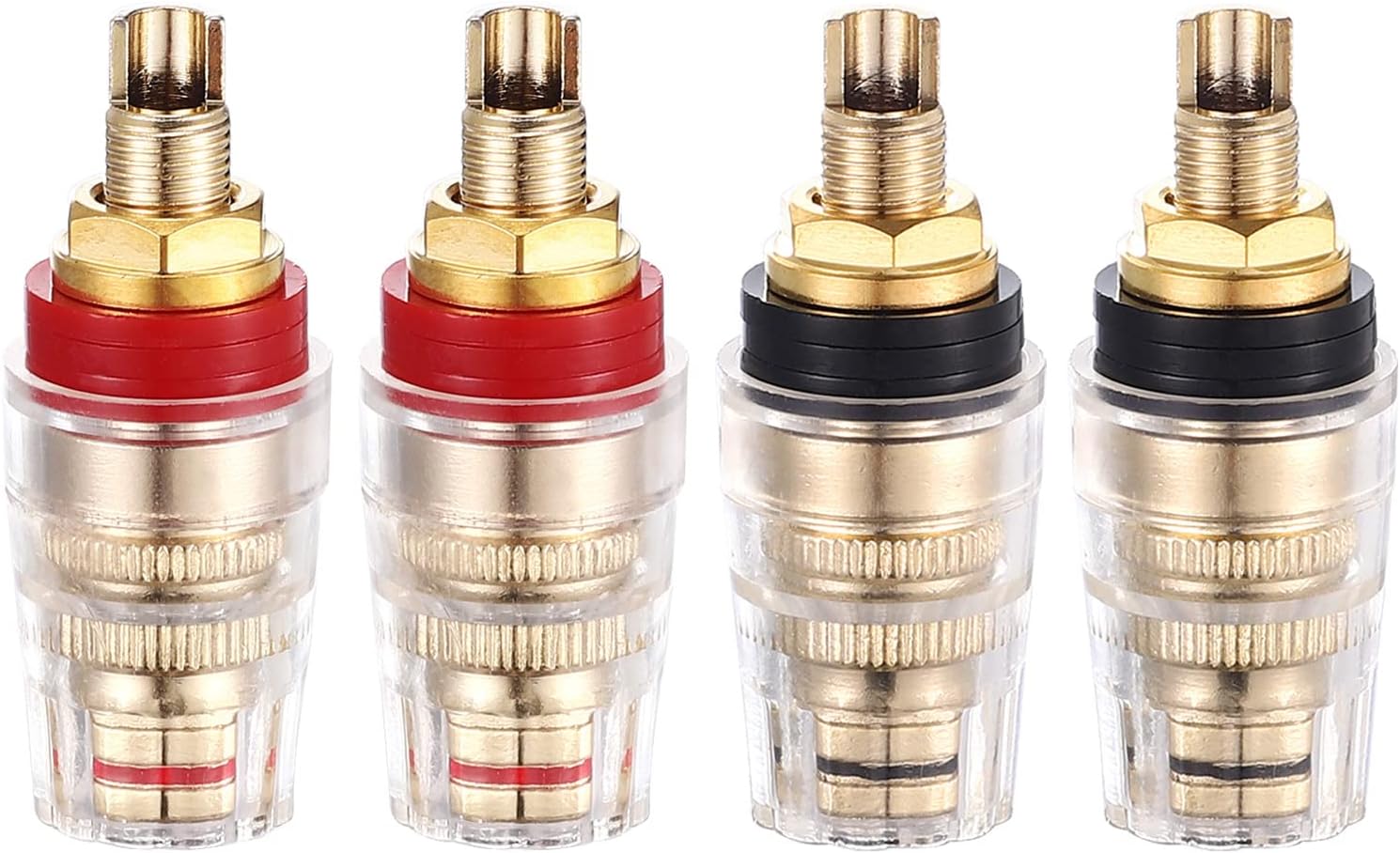 TOBWOLF 4 Pieces Black/Red Heavy Duty 5-Way Binding Posts Banana ...