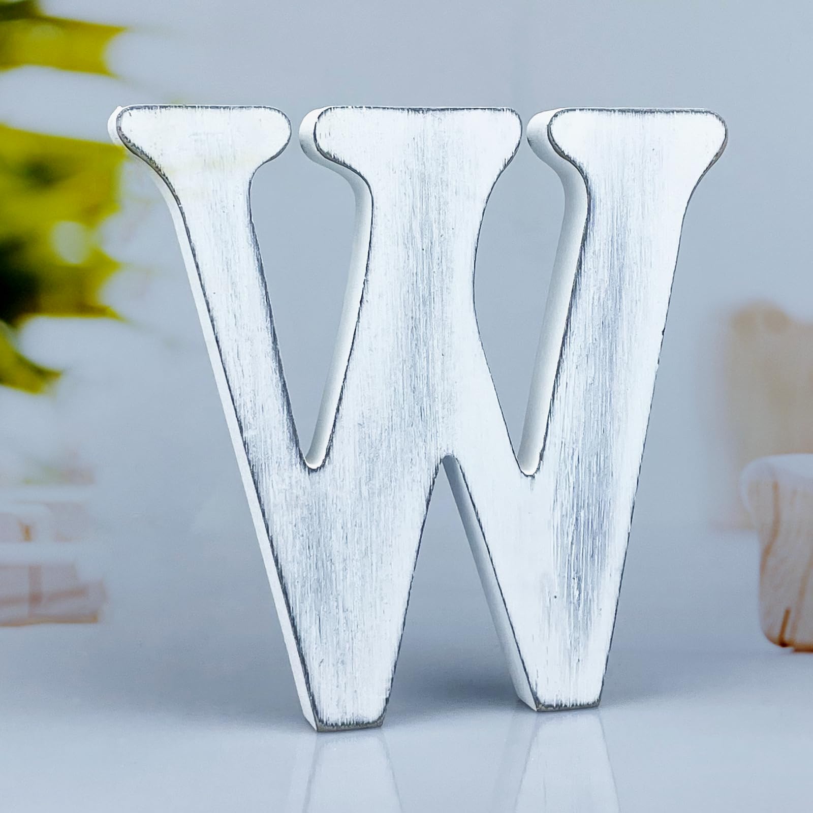 Amazon.com: WOODOUNAI 6 Inch Rustic White Wood Letters Unfinished Wood ...