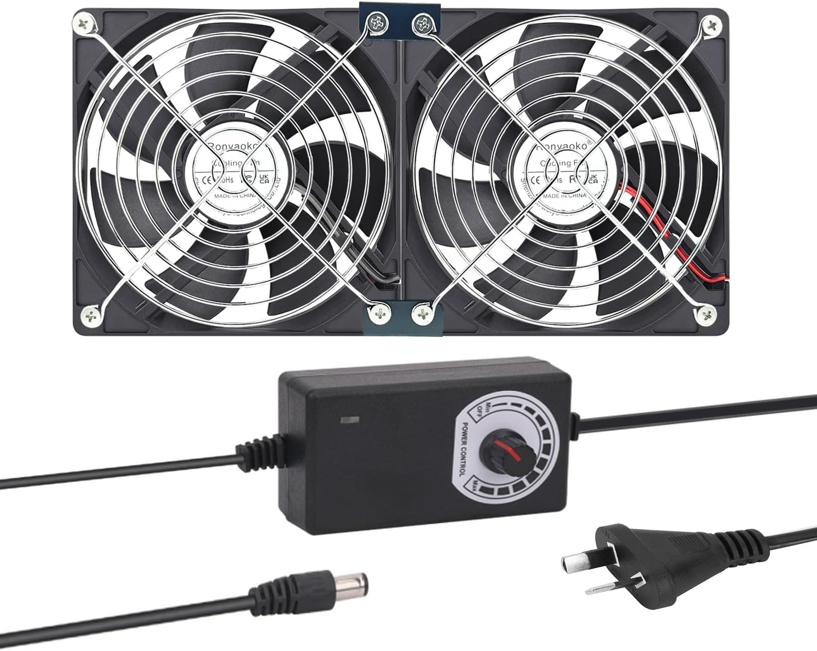 Ronyaoko Big Airflow Dual 120mm Fans 2 x 12cm 240mm Computer Fan ...