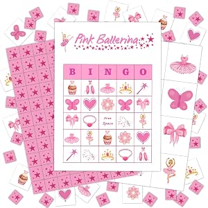 Amazon.com: mjicjin Ballerina Party Bingo Game Cards, 24 Players Ballet ...