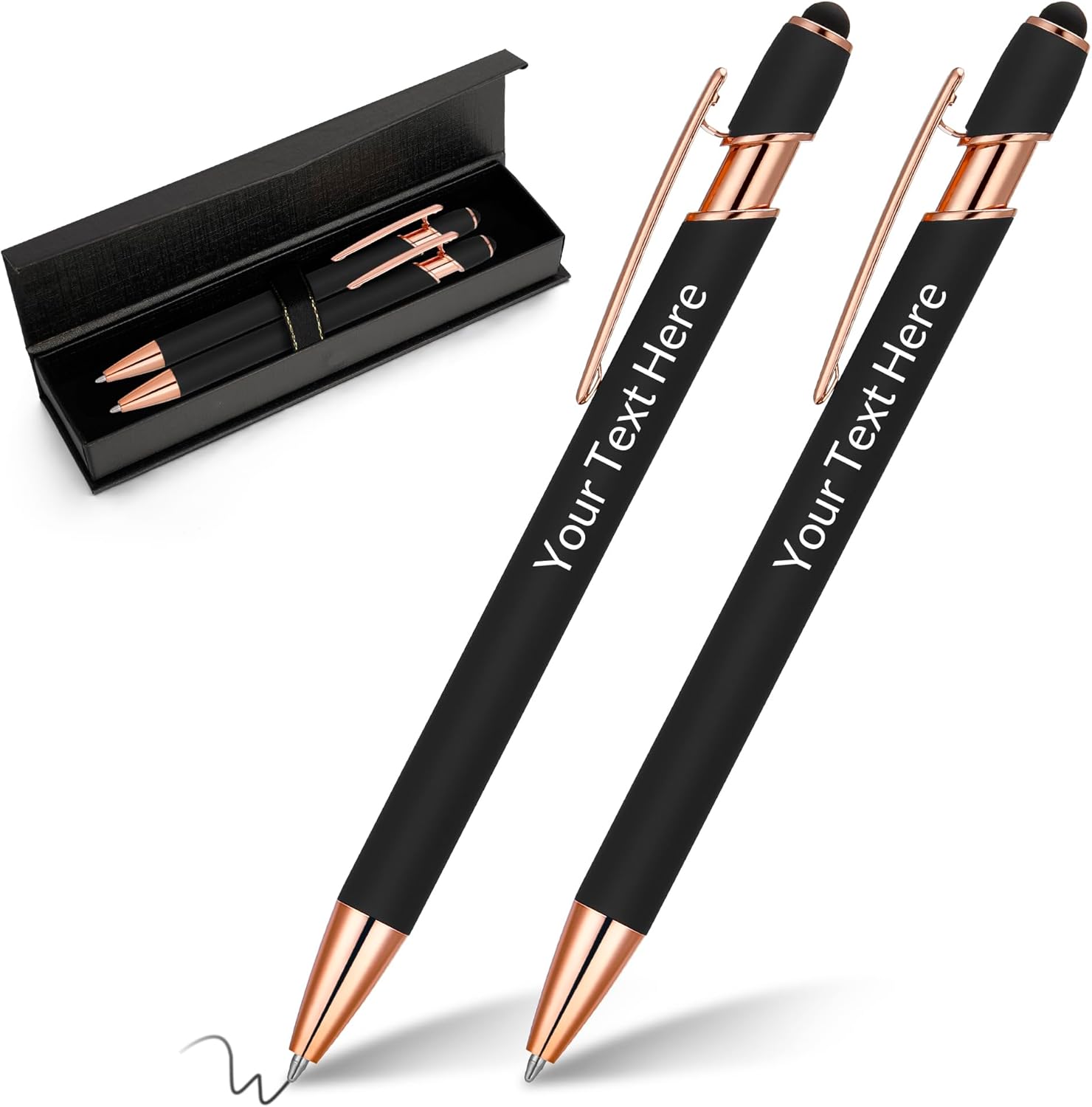 Amazon.com : Zhamate Personalized Pens Gift Set, 2 Pack Soft Touch ...