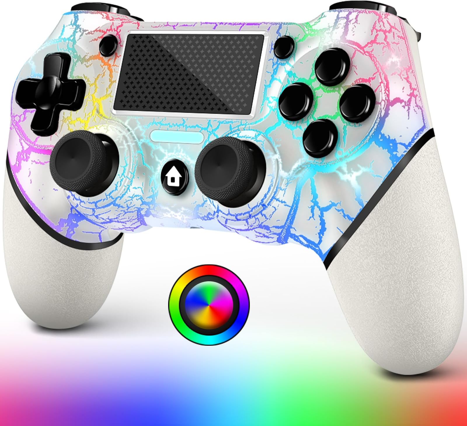 AceGamer Wireless Controller für PS4, White Crack Custom Design mit RGB ...
