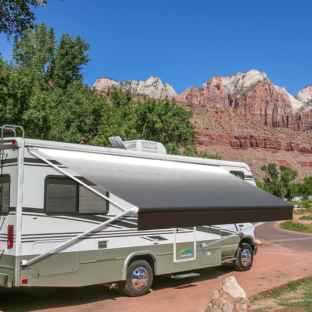 Suncode Manual RV Awning White RV Modular Retractable Awning Complete Kit for RV,5th Wheel ...
