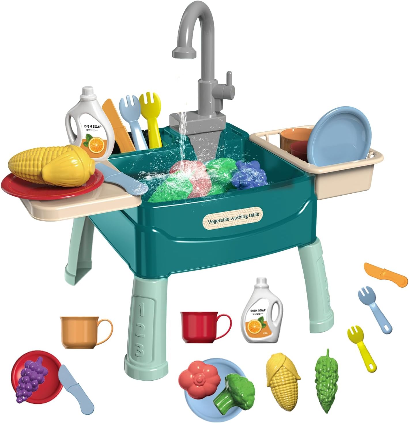 Amazon.com: Yosamy Kids Play Kitchen Sink Toys Pretend Play Sink with ...
