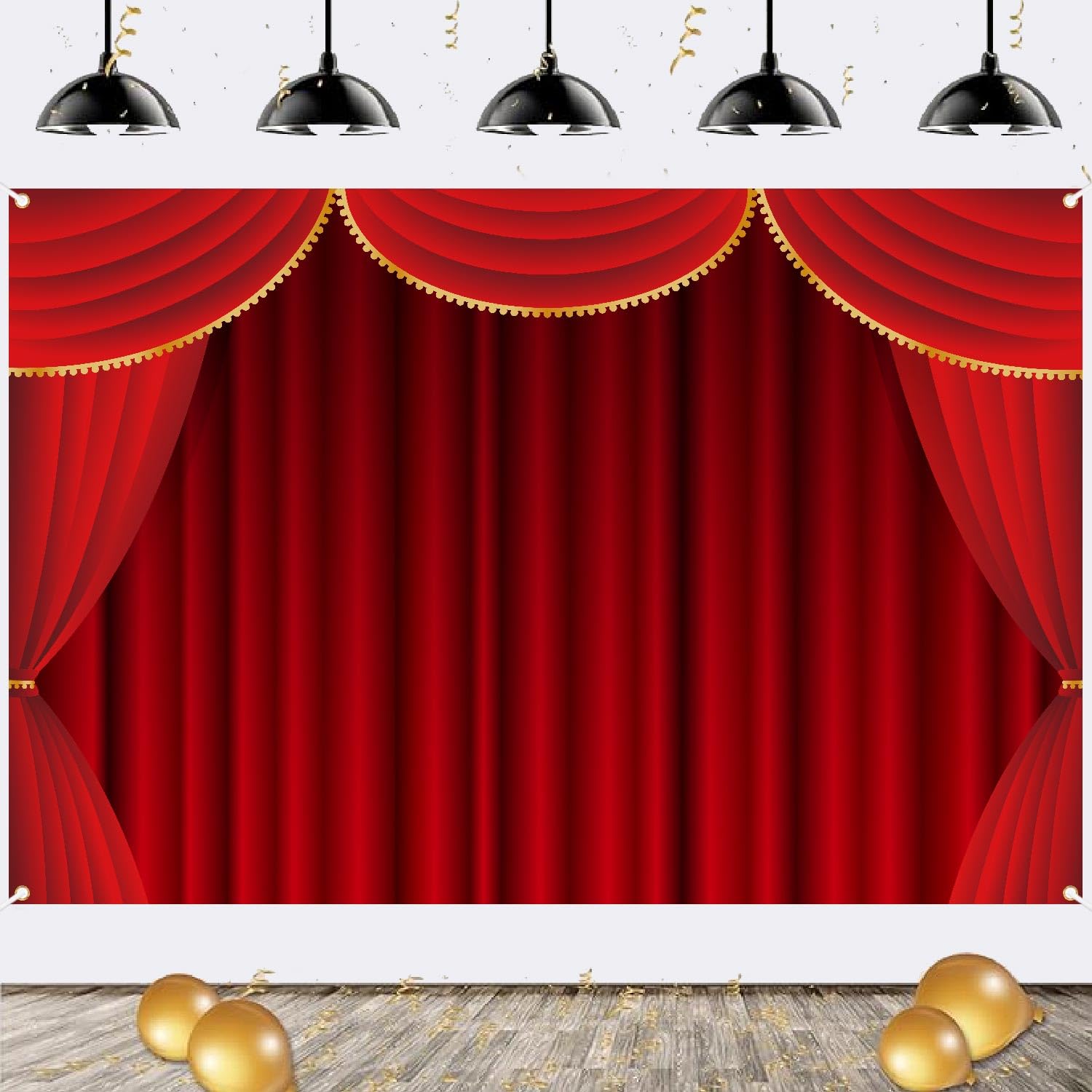 Amazon.com : Red Curtain Theater Stage Shows Backdrop Banner Xmas ...