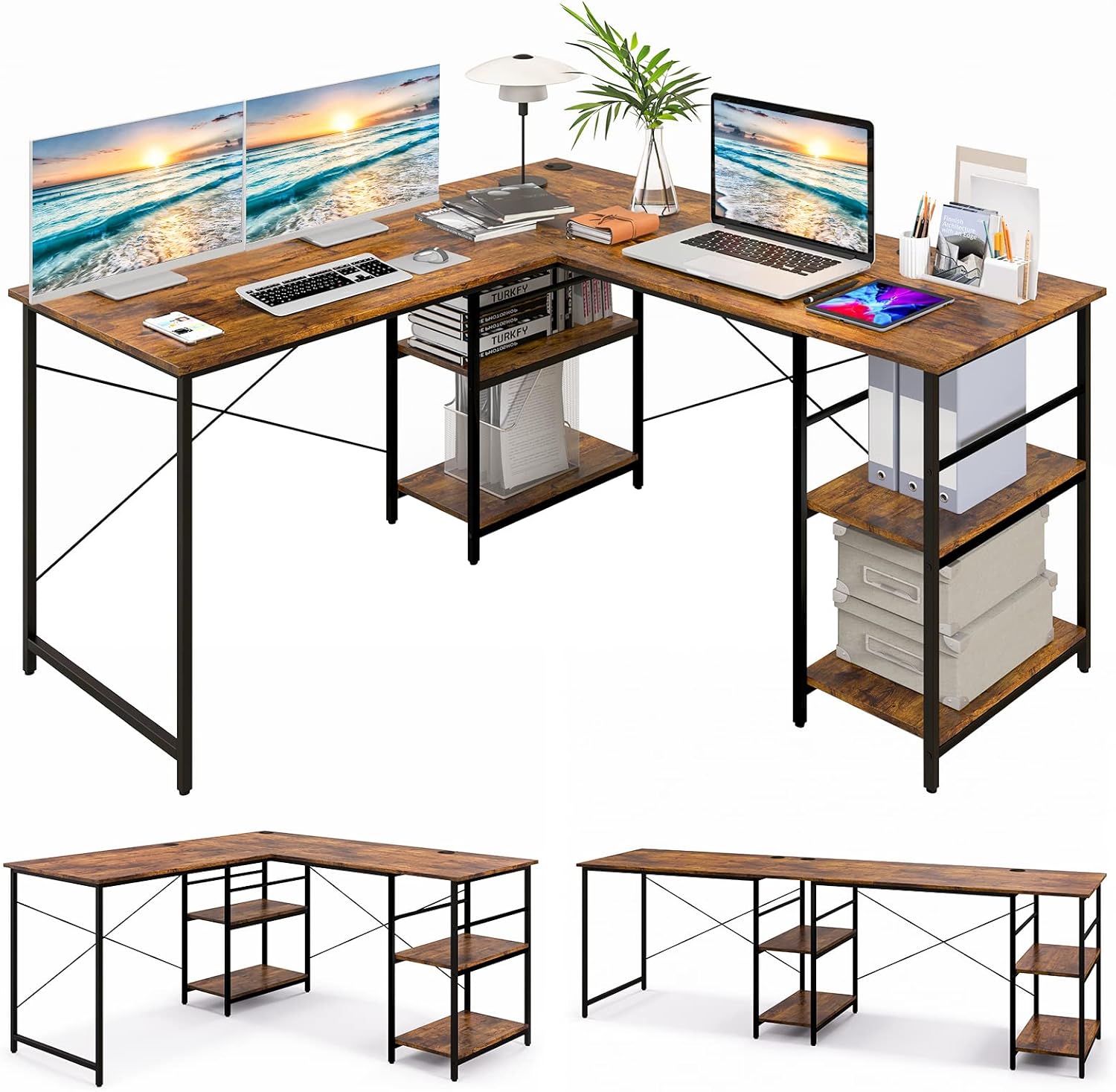 Amazon.com: Giantex L Shaped Computer Desk, 60" Reversible Corner Desk ...