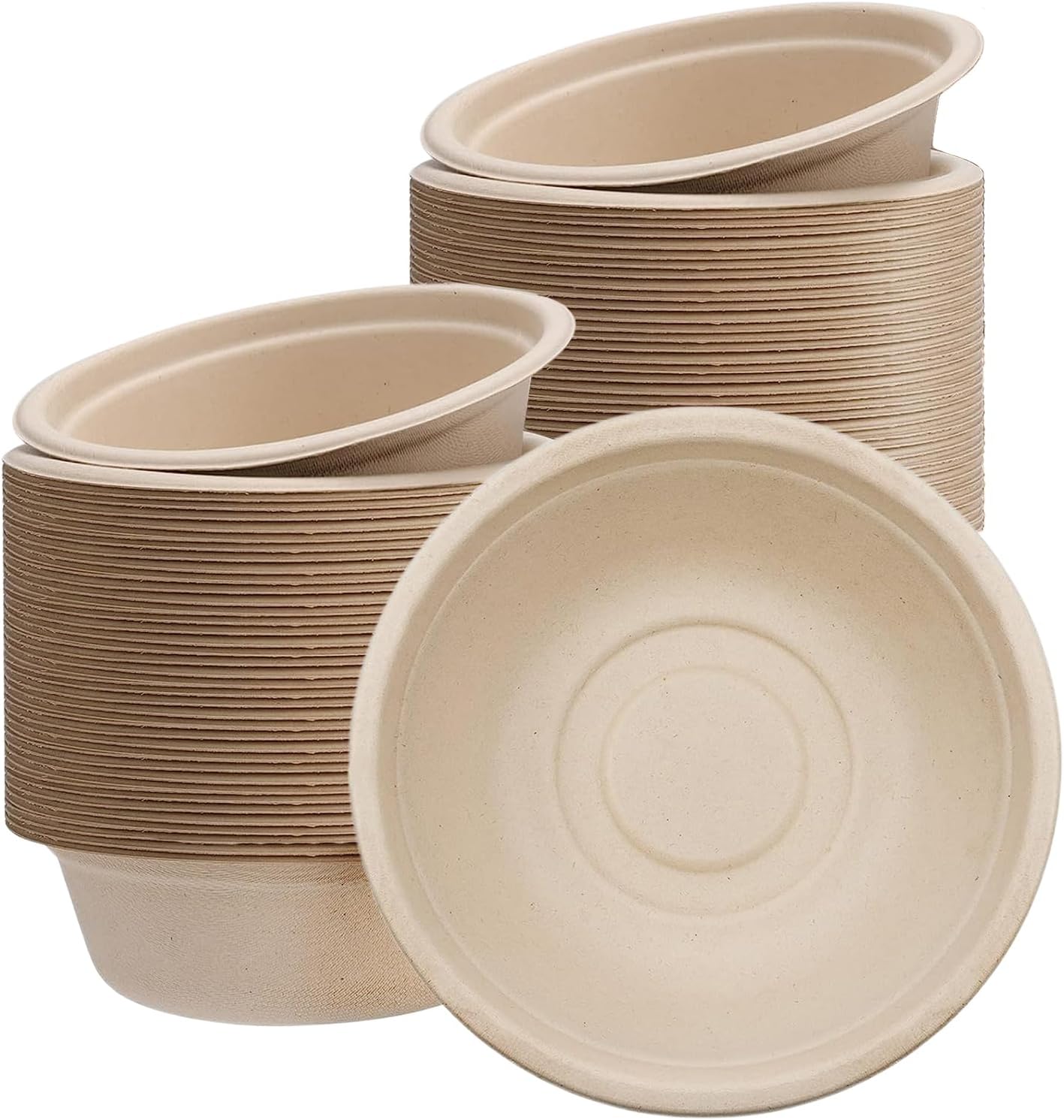 YAAVAAW Disposable Brown 17oz/480ml Bagasse Compostable Bowls, 100Pcs ...