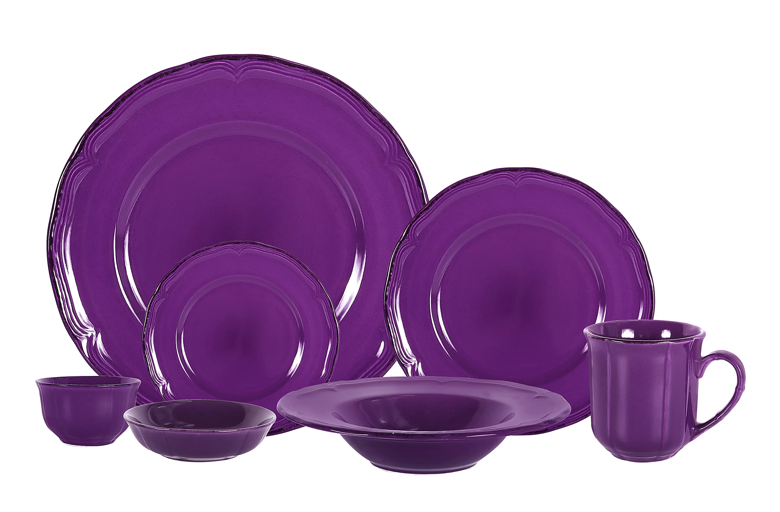 Amazon.com | HomeVss, Stoneware French Countryside 56pc Dinnerware Set ...