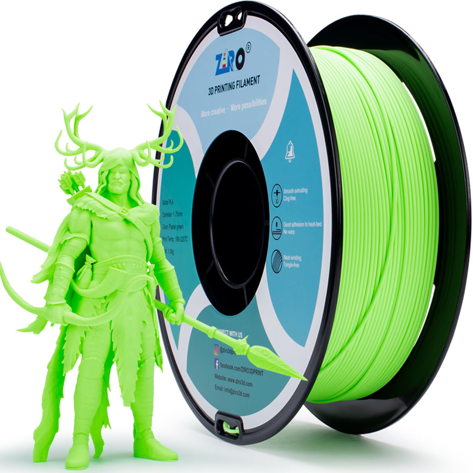 ZIRO Matte PLA Filament, 1.75mm 3D Printer Filament Shine-Free Finish ...