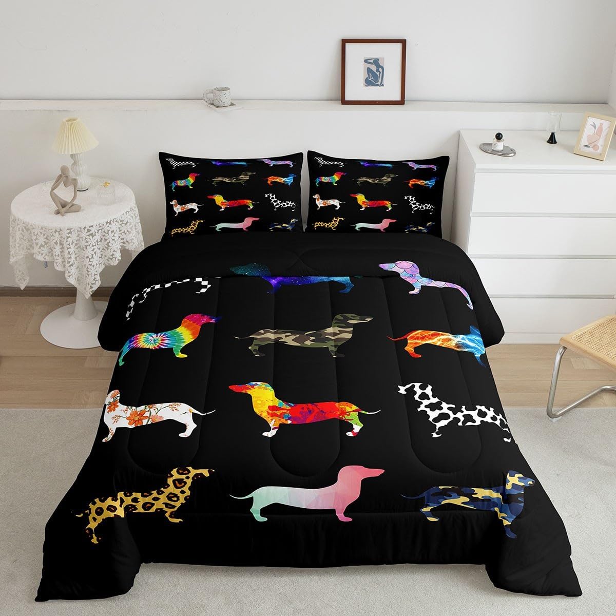 Amazon.com: Castle Fairy Dachshund Twin Size Comforter Set,Cute Sausage ...