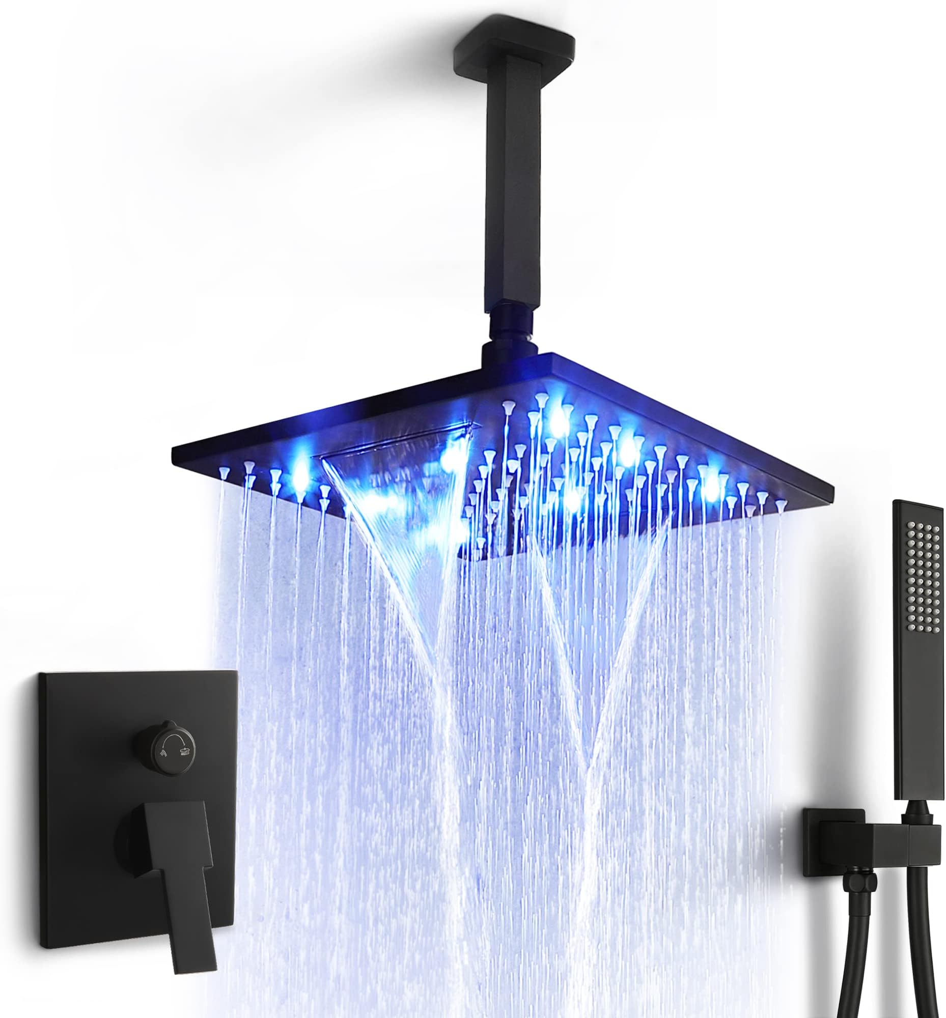 LED MOSSON Shower Faucet Set Rain Shower System Spout Tub with High ...