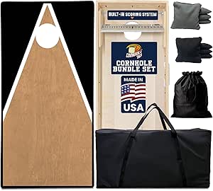 Amazon.com : Cornhole365 Black Triangle Cornhole Board Set - Includes ...