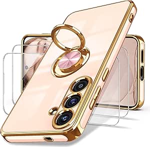 Amazon.com: Dretal for Samsung Galaxy 25 Plus 5G Case, Screen Protector, 360° Rotatable Ring ...