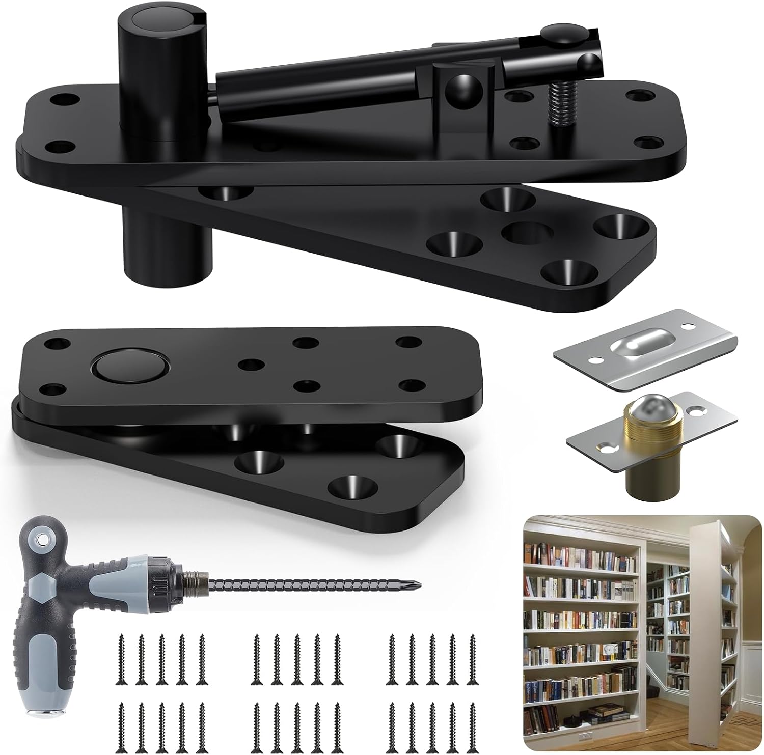 Aglehome Pivot Hinge, Heavy Duty Hidden Door Hinge for Wood Secret Door ...