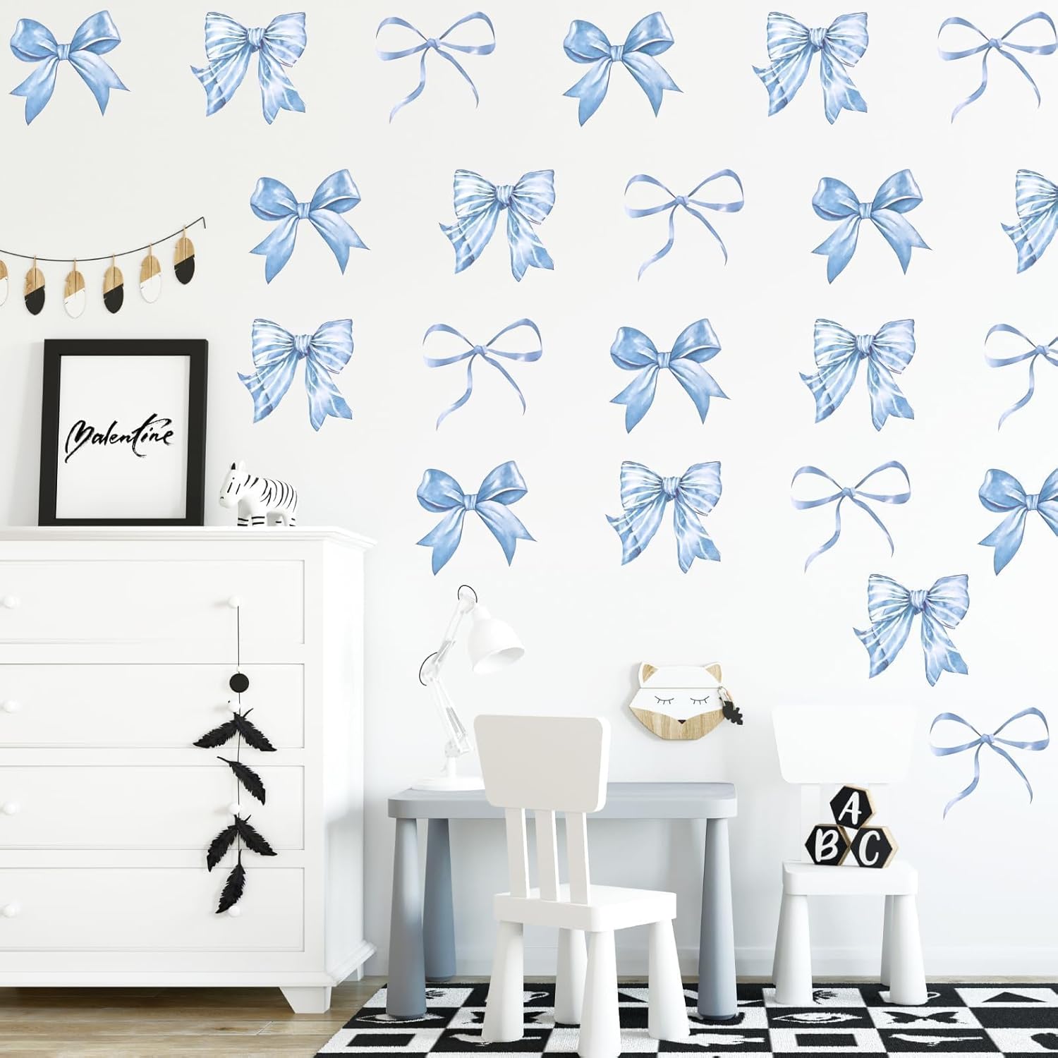 Amazon.com: 12 Sheets Blue Room Decor Light-Blue Bow Room Wall Stickers ...