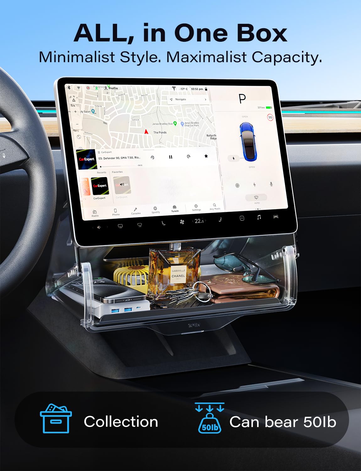 Snapklik.com : TAZENI Under Screen Storage Model Y Model 3, Hiddenable ...