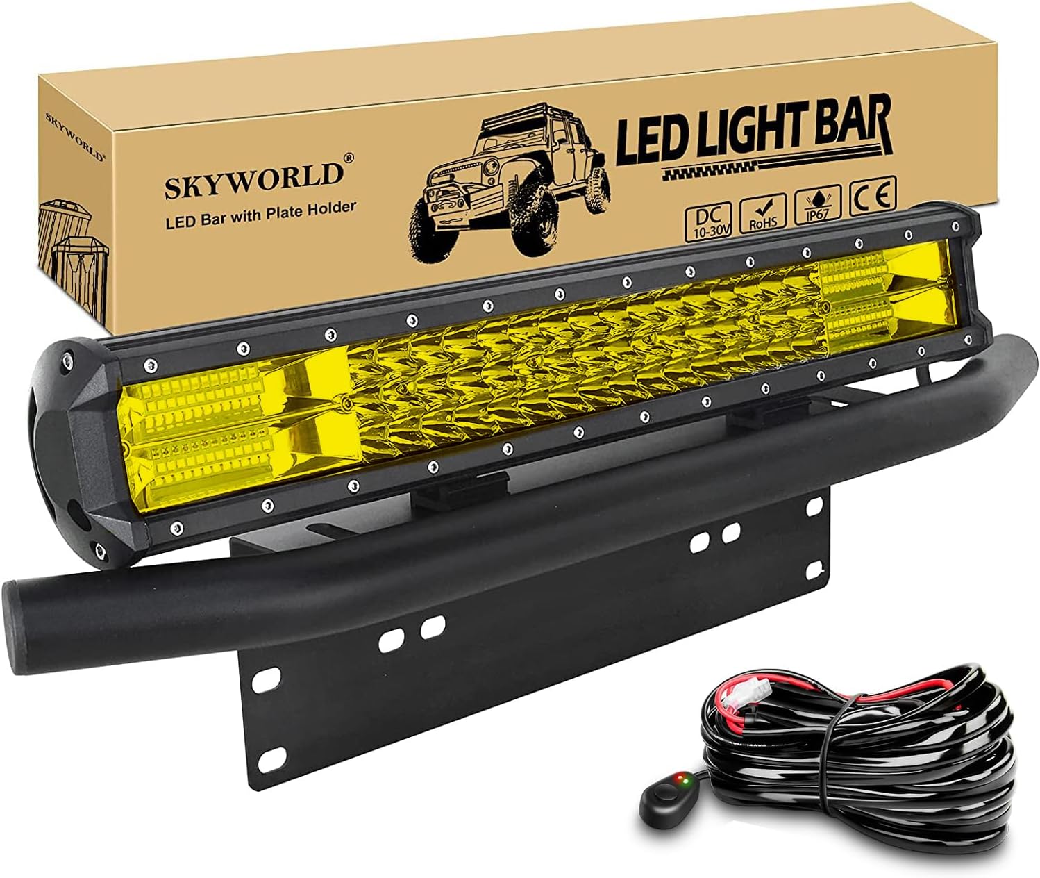 Amazon.com: SKYWORLD 20 inch 288W Car Led Light Bar with 12V Wiring ...
