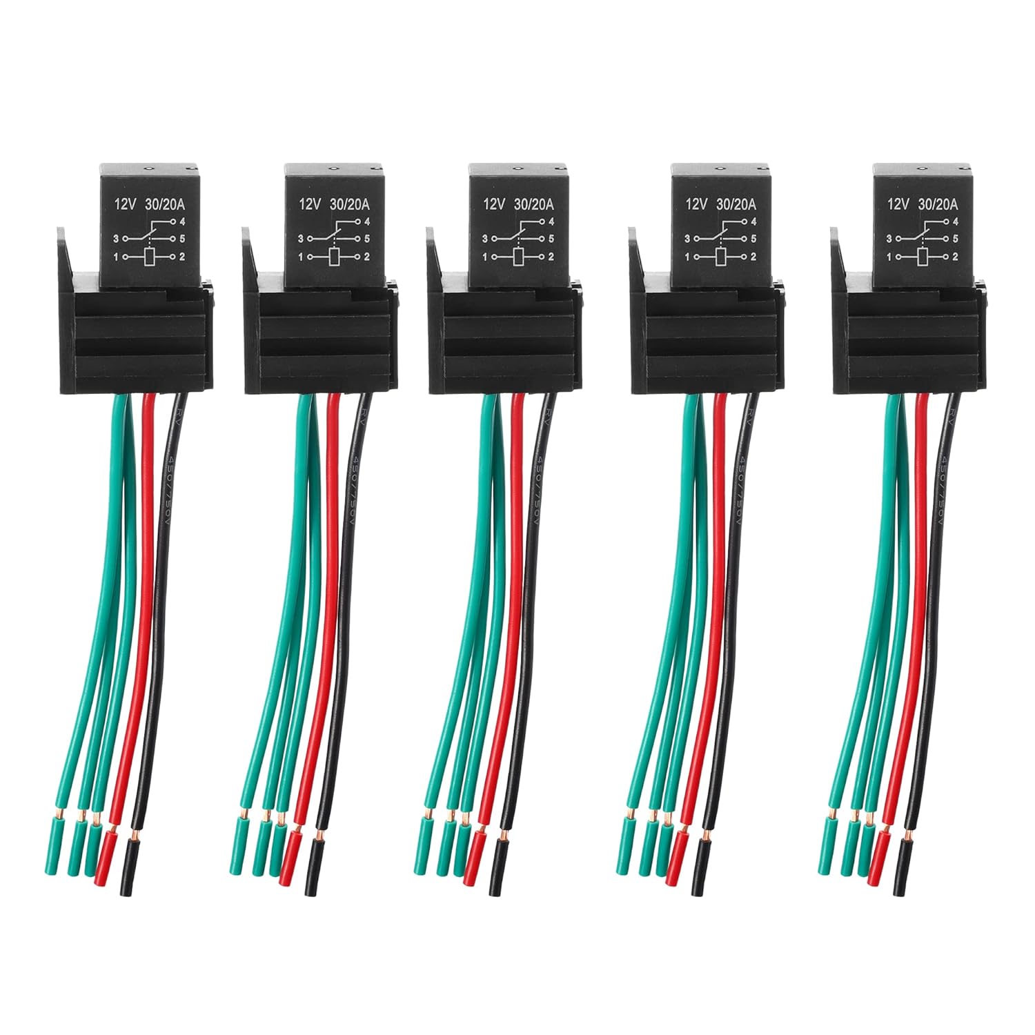 X AUTOHAUX 5 Pcs 5 Pin Auto Car SPDT Relay DC 12V 30A with Harness ...