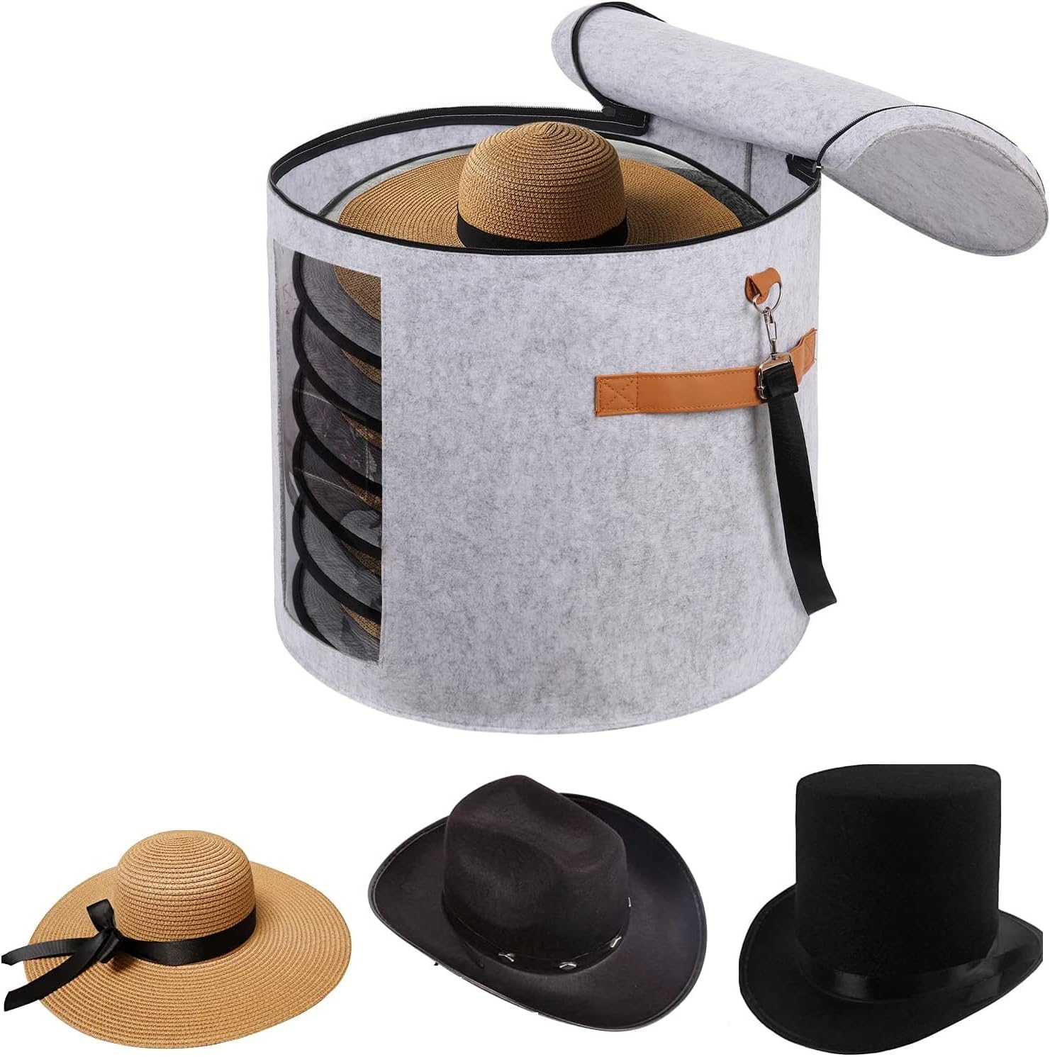 Amazon.com - Hat Box,19" D x 17" H Hat Storage Boxes for Women & Men ...