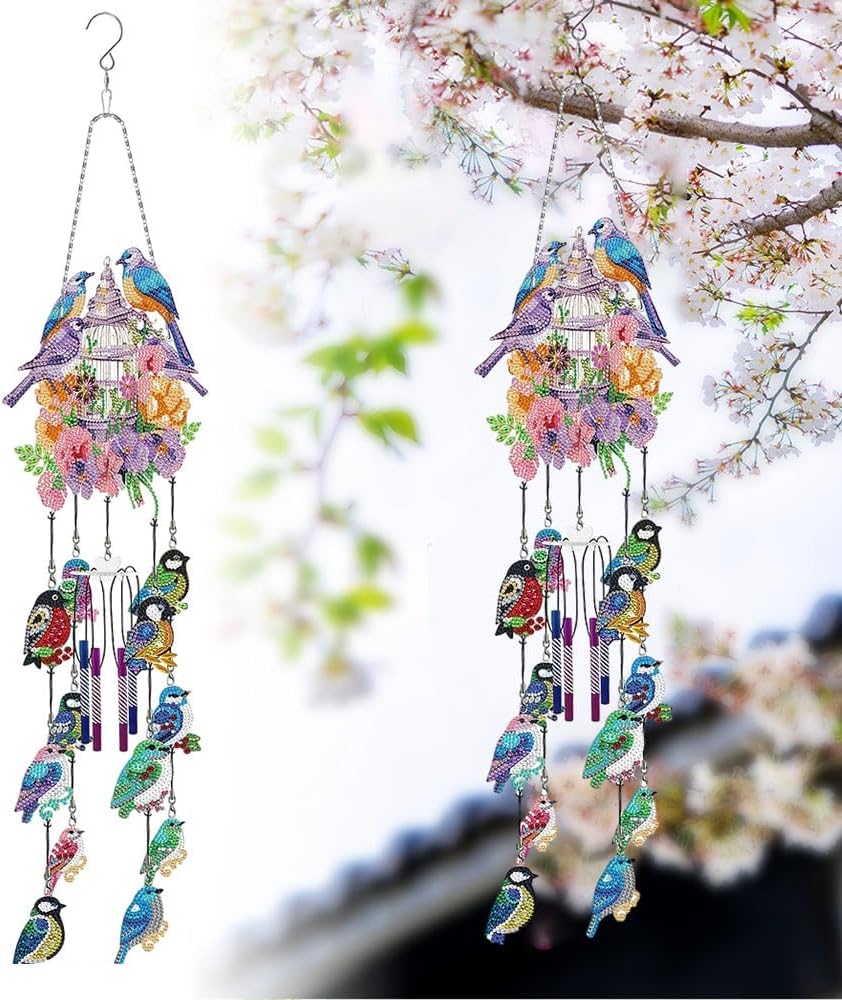 Amazon.com : Kigley 2 Pcs Painting DIY Wind Chime Double Sided 5d ...