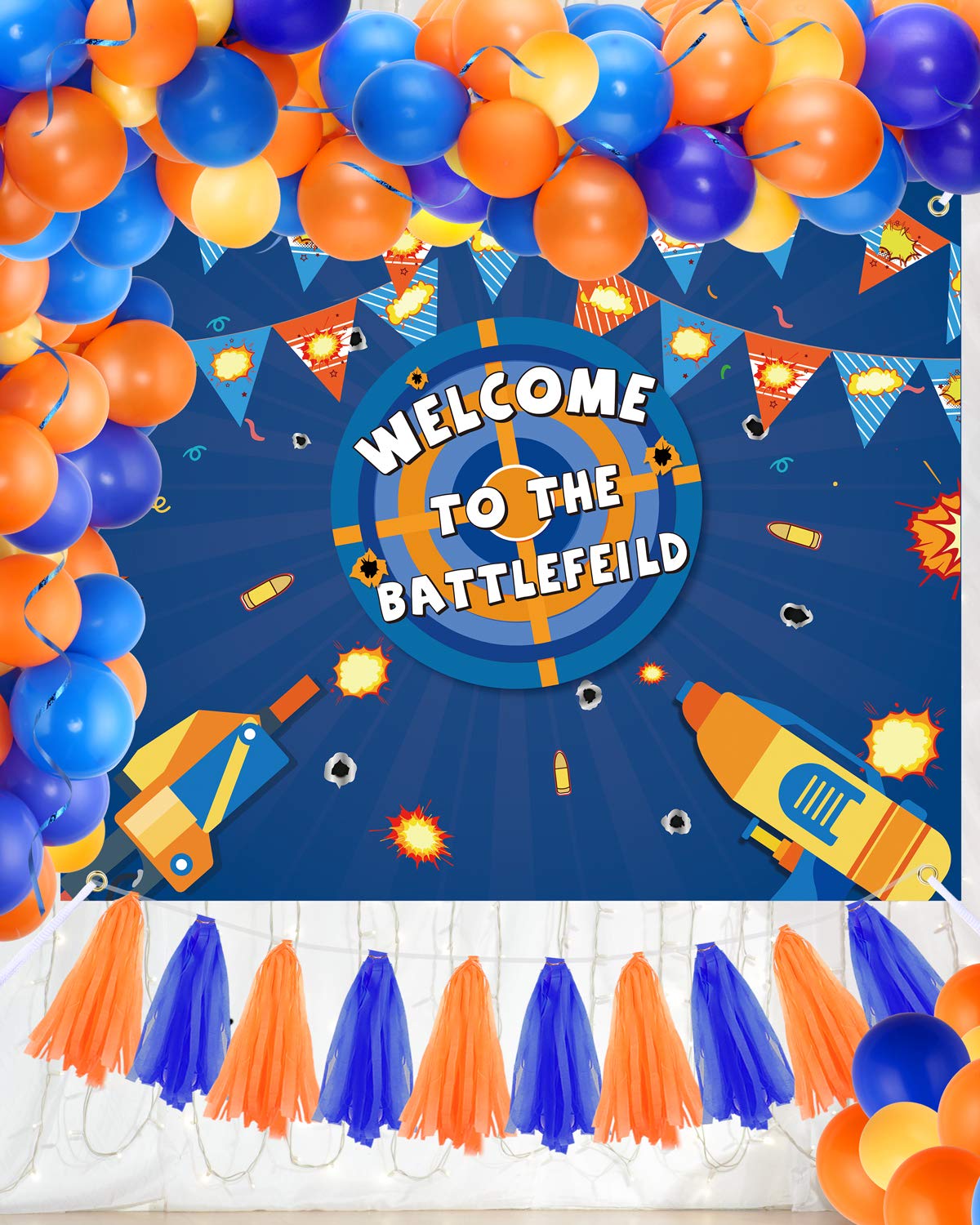 Buy Auihiay 78 Pieces Dart War Party Backdrop Decorations Set Include ...