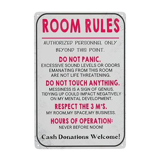 UYPGOIN Funny Room Rules For Teen Girls Metal Tin Sign, Teen Girls And ...