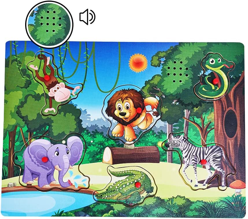 Amazon.com: Wooden Forest Animals Sound Peg Puzzles for Toddlers Wooden ...