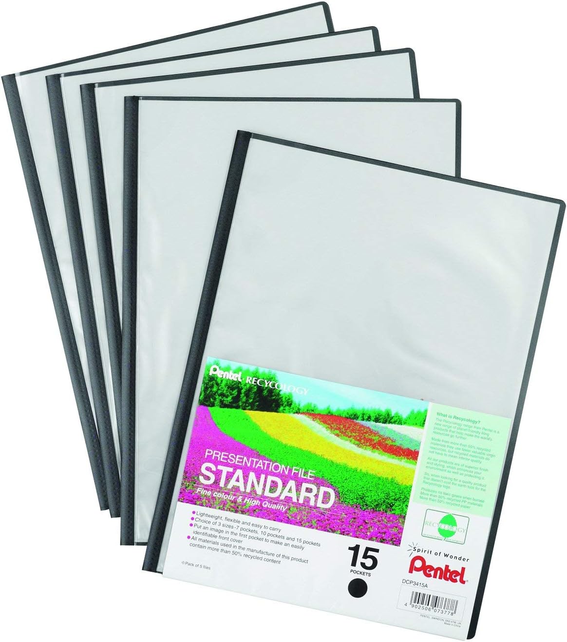 Pentel Presentation File A4, Black, 1 Pack of 5 Files : Amazon.co.uk ...