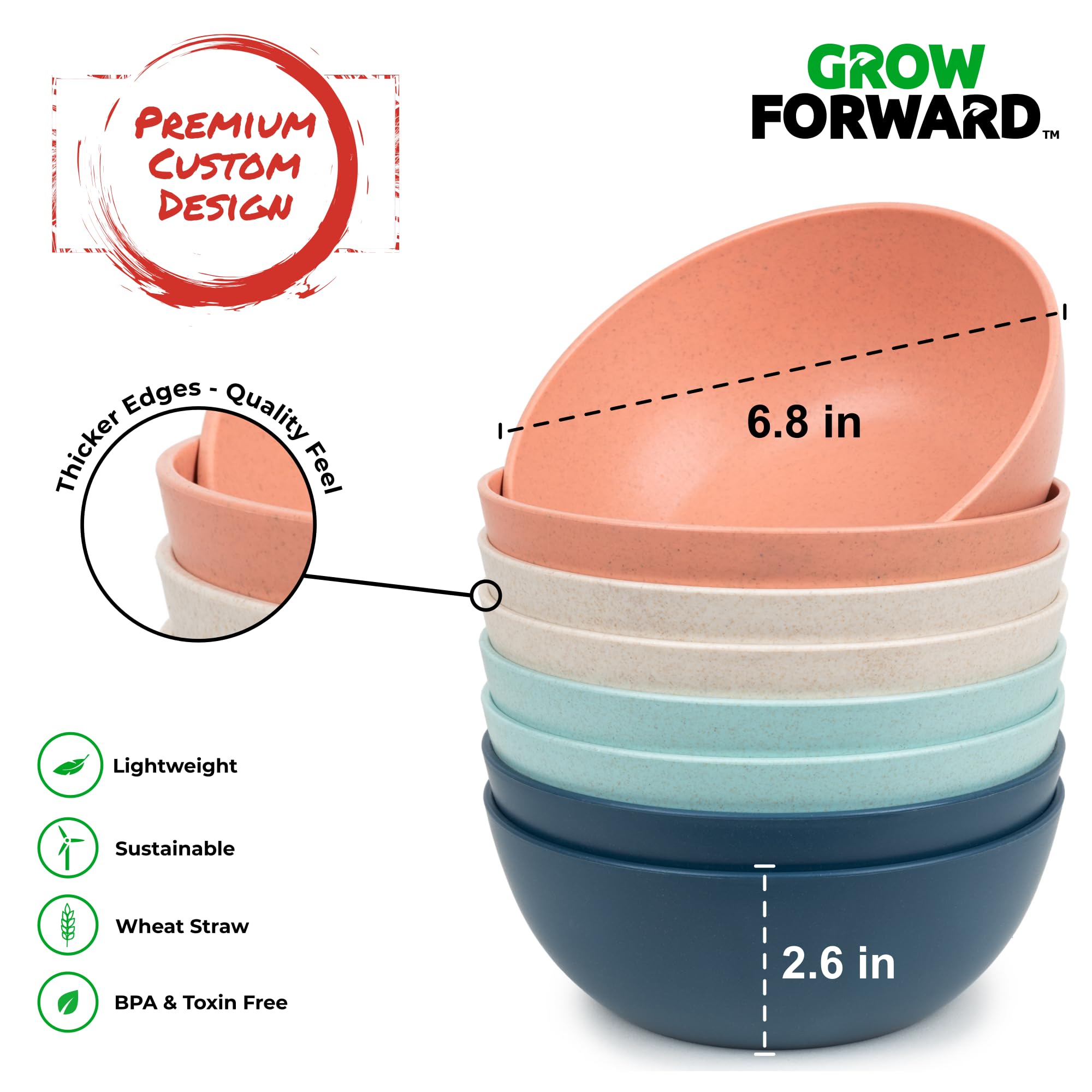 Breakfast Bowls Grow Forward Wheat Straw Bowls Set Of 8 - 20oz ...
