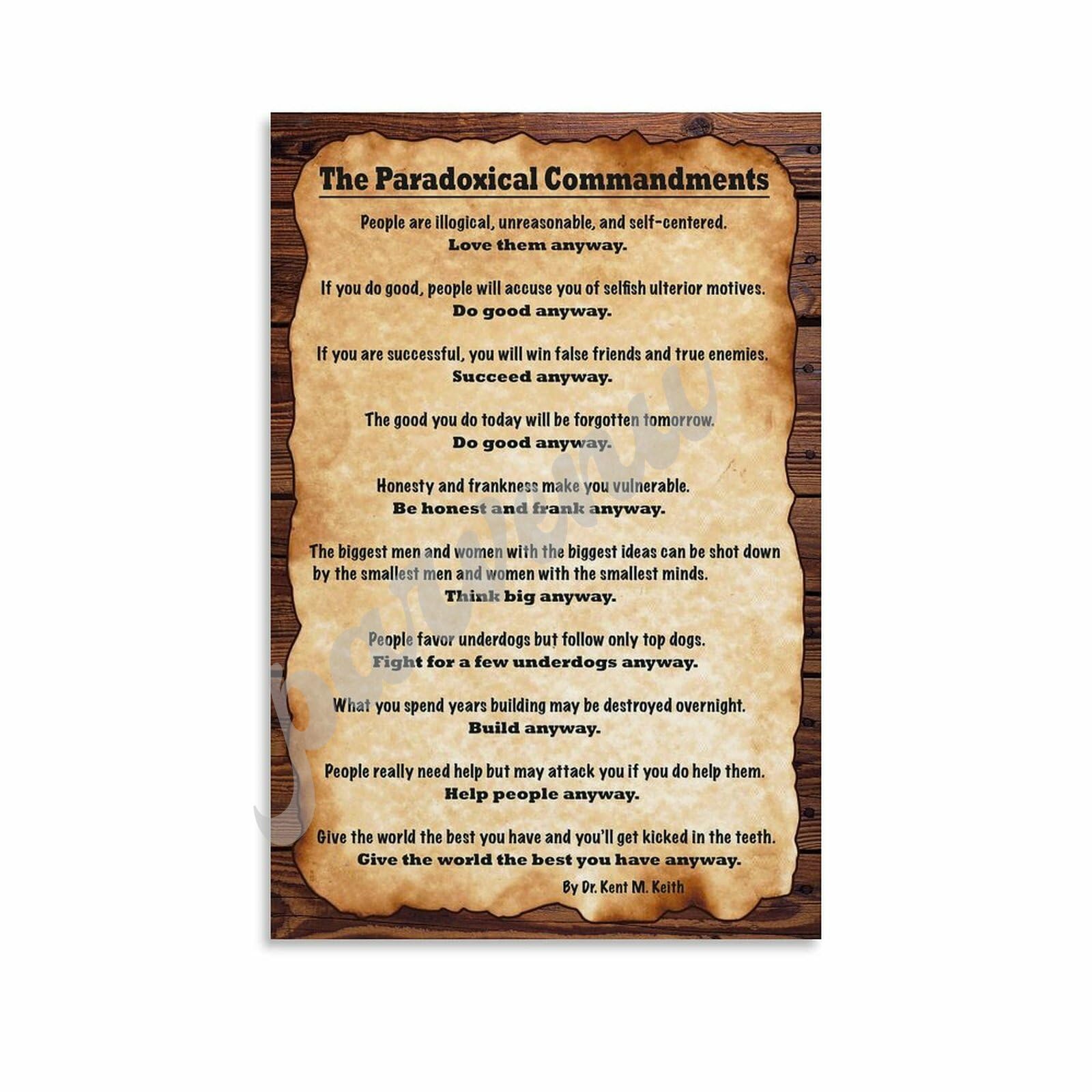 Paradoxical Commandments Poster