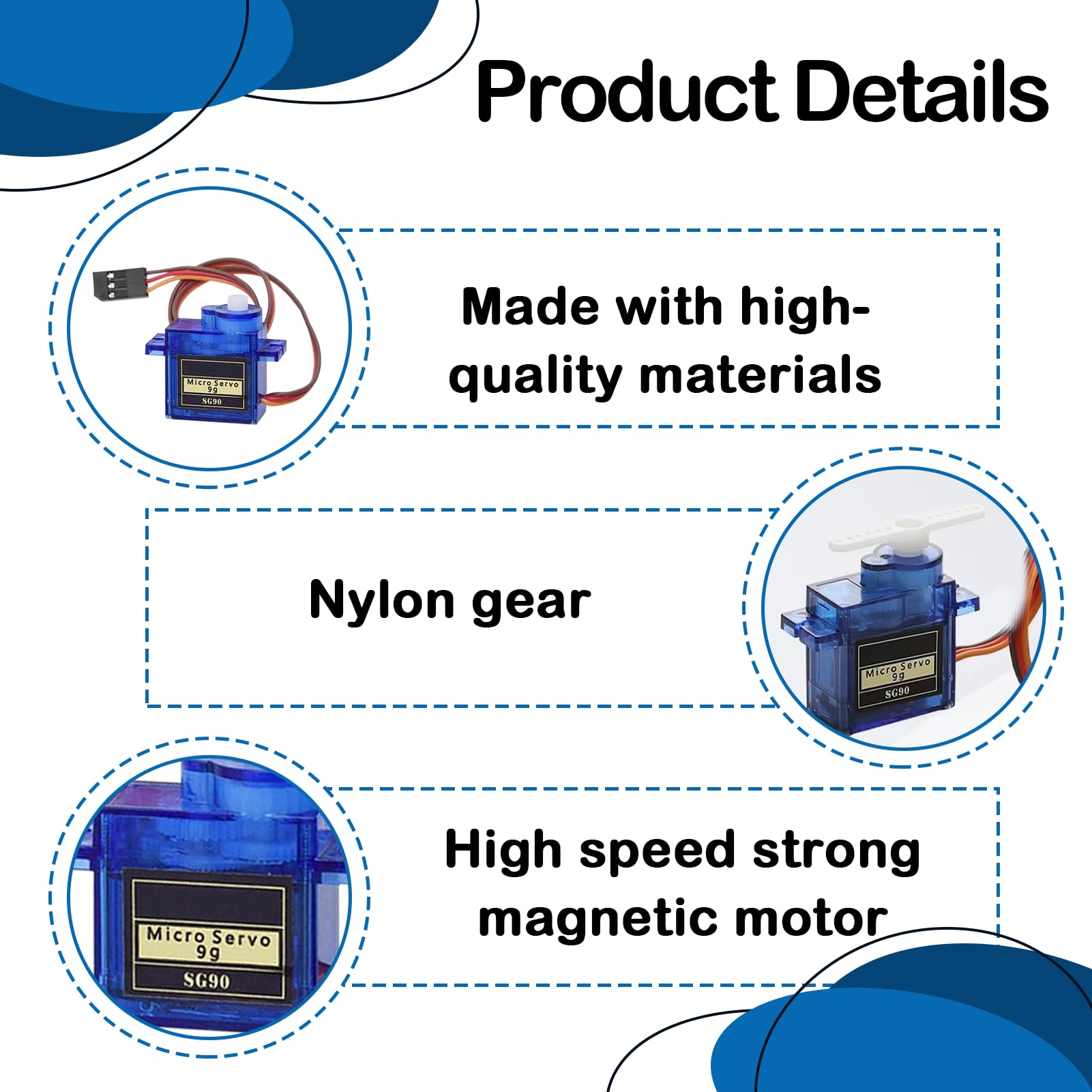 6 Pcs Servo Motor, SG90 Micro Servo Motor,SG90 Metal Geared Moto r Kit ...