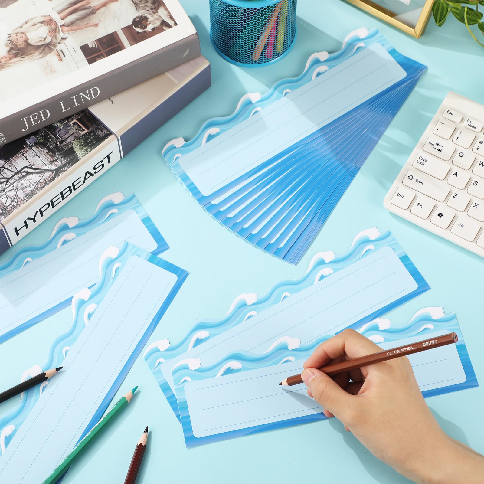 Snapklik.com : 60 Sheets Ocean Waves Name Plates For Classroom Die Cut ...