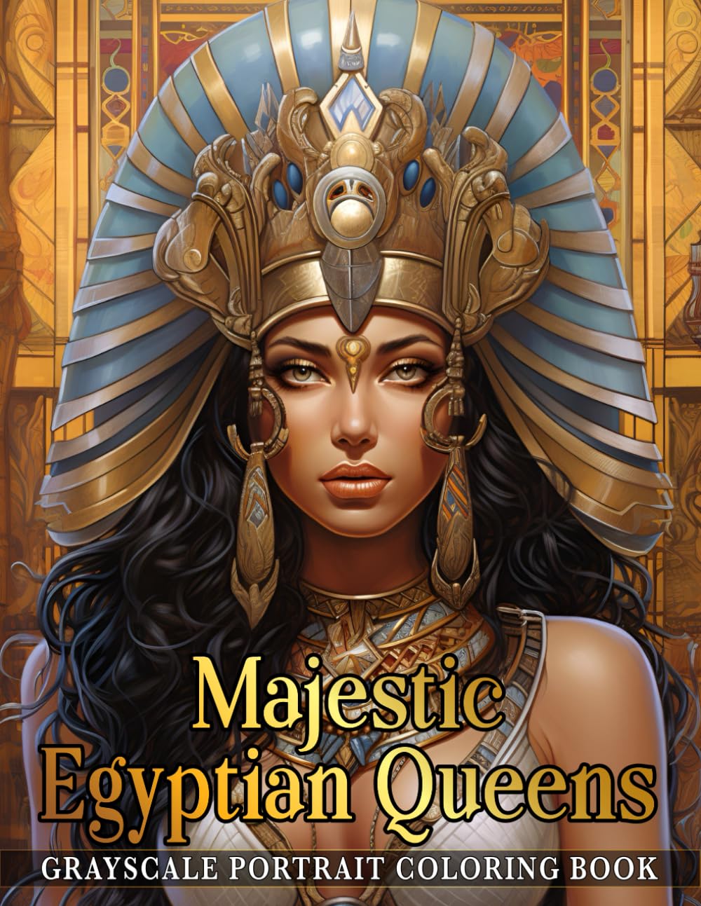 Amazon.com: Majestic Egyptian Queens: Grayscale Portrait Coloring Book ...