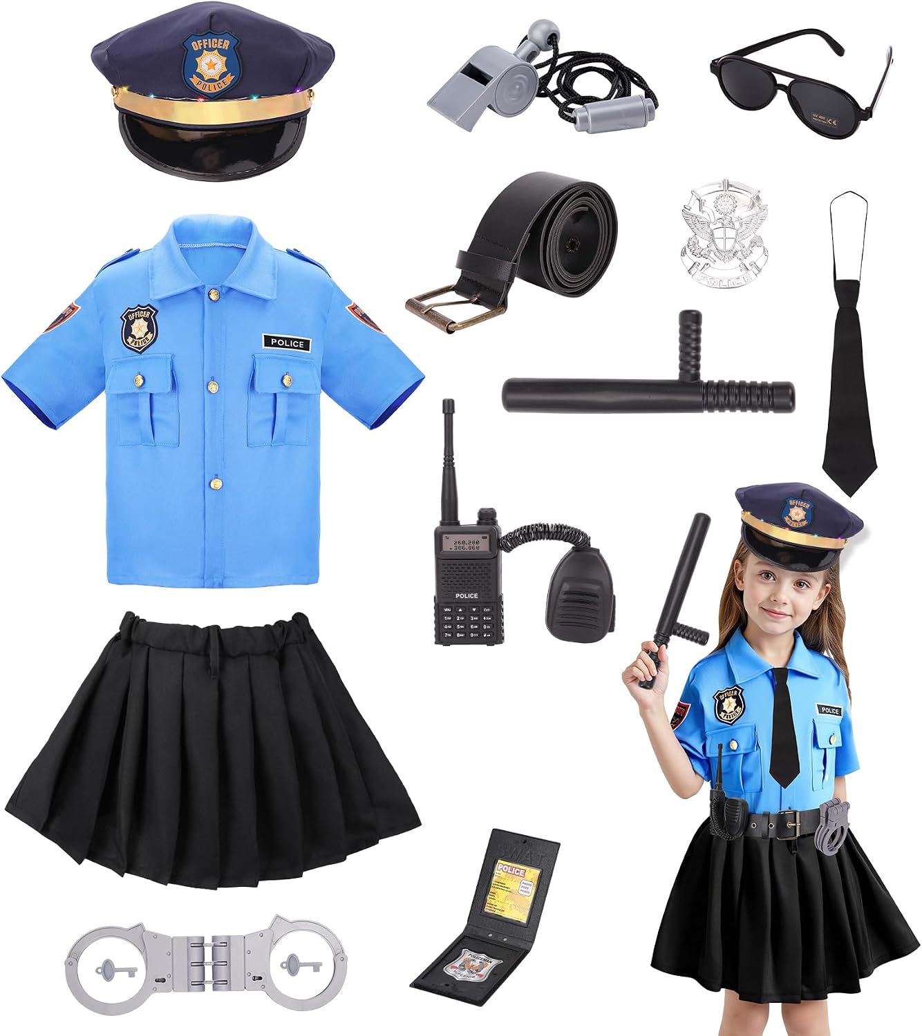 Amazon.com: Meland Doctor & Police Costume for Kids Girls for Halloween ...