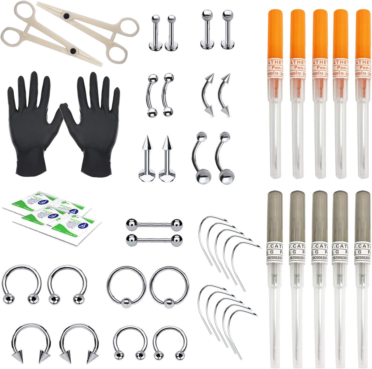 Amazon.com: BodyJ4You 46PC PRO Piercing Kit Cannula Needles 14G 16G ...